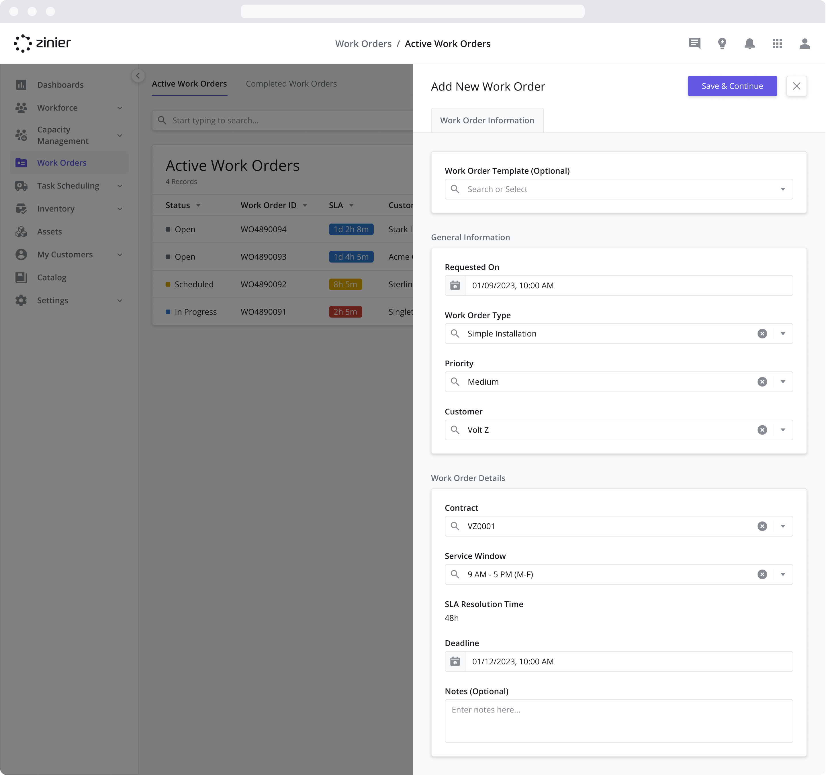 Work Order & Task Settings